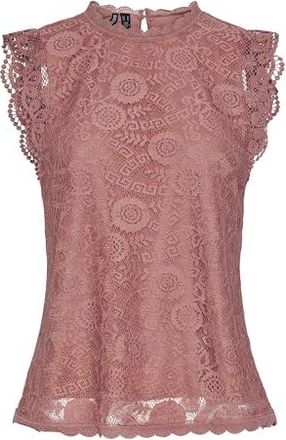 Pieces Pcolline Sl Lace Top Noos Bc Femme Haut en Dentelle, Canyon Rose., S
