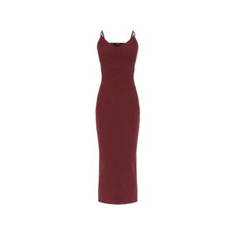 Versace Geripptes Kleid mit einem einzelnen Schlitz - - Dresses - Damen - Rot - M