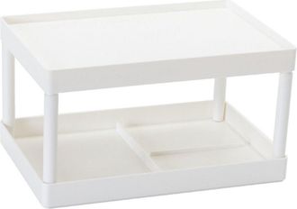 Cabilock Kompaktes Wei&szlig;es Desktop aufbewahrungsregal Doppellagig Stabil Platzsparend f&uuml;r Kosmetik B&uuml;robedarf und Hautpflege Modernes Tischregal zur Schreibtisc