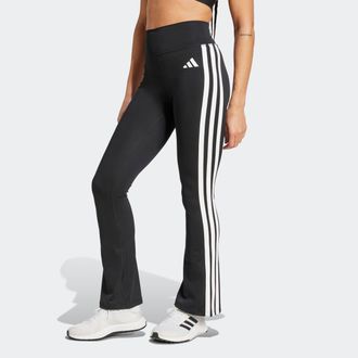 adidas Trainingstights ADIDAS PERFORMANCE OPT ESS 3S FLAR, Damen, Gr. L, N-Gr, schwarz-wei&szlig; (schwarz, wei&szlig;), Obermaterial: 85% Polyester, 15% Elasthan, Hosen