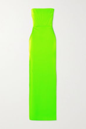 Alex Perry Robe Longue Bustier En Cr&ecirc;pe Satin&eacute; Fluo Benton - Vert