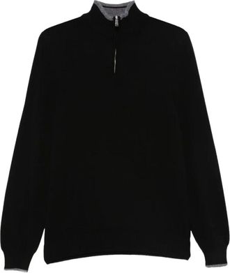 Fedeli Homme, Pulls, Noir, Taille: 3XL Pull en cachemire demi-zip