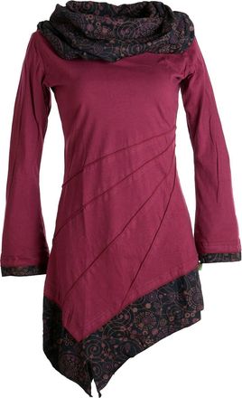 vishes Alternative Bekleidung - Asymmetrisches Kleid aus Baumwolle mit Schalkragen dunkelrot 34 (XS)