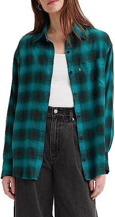 Levi's NOLA Oversized T-Shirt, James Plaid Chasm Blue, S Femme