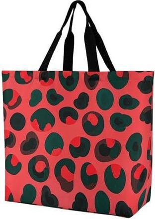 Generic Motif L&eacute;opard Rouge Sac Fourre-Tout Pliable Tote Bag L&eacute;ger Sac A Main Femmes Pour Universit&eacute; Plage Gym