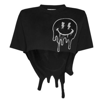 Philipp Plein T-Shirt Rundhalsausschnitt Smile - - Tops - Damen - Schwarzk - S