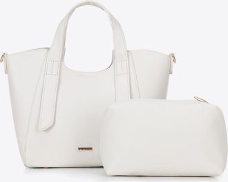 Wittchen Damenkoffer mit abnehmbarer Tasche, cremewei&szlig;, Kunstleder