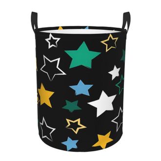 Generic Niedliche Sterne Textur W&auml;schesammler Rund Aufbewahrungskorb Stehender W&auml;schebeh&auml;lter F&uuml;r W&auml;schekammer Kuscheltier Decken