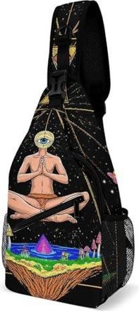 Generic Sacoche Homme Bandouliere M&eacute;ditation aux champignons magiques psych&eacute;d&eacute;liques mignons Casual Sac &agrave; Bandouli&egrave;re Polyester Sac &agrave; Dos Militaire pour Homme