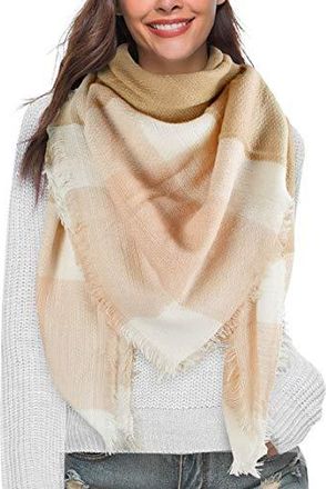 Heekpek Écharpe Chale Femme Cachemire Imitation Chaud Automne Hiver Grand Plaid Tissu Glands Foulard (Rose)