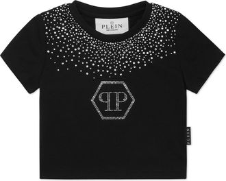 Philipp Plein Cropped T-Shirt Strass Round Neck Ss Hexagon