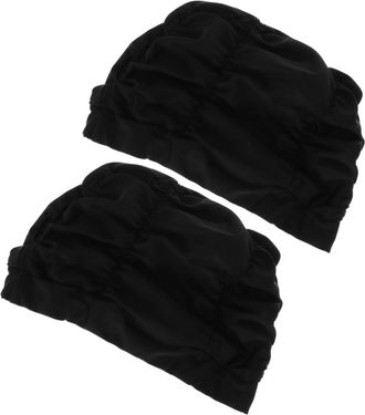 Yardwe Umweltfreundliche 2er-Packung Badekappen Für Damen - Plissiertes Design - Für Haare Und Ohren - Perfekt Zum Schwimmen Im Pool Oder Am Strand
