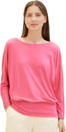 Tom Tailor Damen Basic Langarmshirt mit U-Boot Ausschnitt, 15799 - Carmine Pink, XL