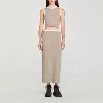 Sandro Jupe longue maille bicolore