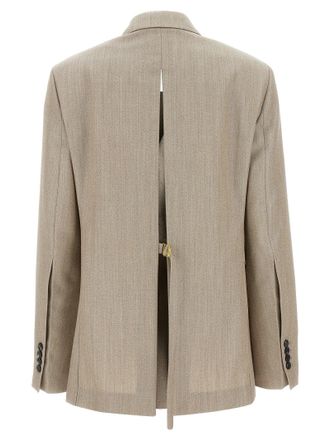 Ami Double-Breasted Wool Blazer - Beige