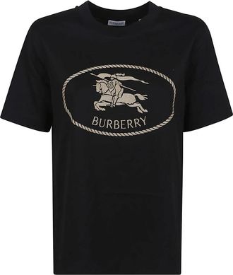 Burberry Baumwoll-T-Shirt mit Rundhalsausschnitt - - Tops - Damen - Schwarzk - L