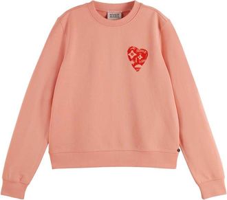 Scotch & Soda Womens Chest Artwork Regular fit Sweatshirt, Peach Pink, 32
