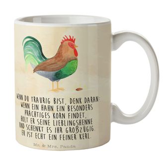 Mr. & Mrs. Panda Tasse Hahn Korn - Geschenk, Landwirtin, Becher, Landwirt, Eier, Kaffeetassen, Henne, Hoftiere, Natur, Tasse Spr&uuml;che, Bauernhof