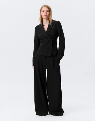 Weekday Zweireihiger Slim Fit-Blazer in Schwarz