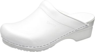 Sanita | Sonja PU offener Clog | Original handgemacht | Flexible Leder-Clogs für Damen | Anatomisch geformtes Fußbett mit weichem Schaum | Weiss | 37 EU