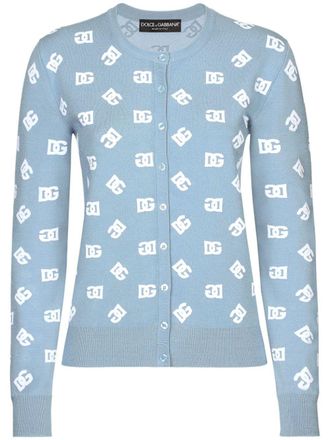 Dolce & Gabbana cardigan DNA à logo imprimé - Bleu