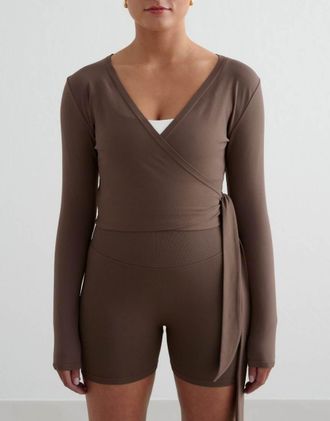 Aim'n Top cache-coeur sculptant sans coutures &agrave; manches longues - Macchiato-Brown