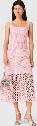 Maje Geh&auml;keltes Midikleid Mit Strass - Rosa - Maje