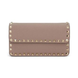 Valentino Rockstud Leder Schultertasche - - Bags - Damen - Rosa - ONE SIZE