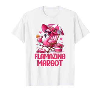 BDAZ Flamazing Margot Pink Flamingo Tropical Beach Trip Damen T-Shirt