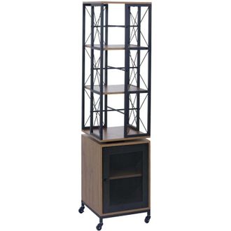 Hhg [NEUWERTIG] B&uuml;cherregal HHG-630, Standregal Drehregal, Rollen drehbar T&uuml;r, Metall Industrial Melamin MVG 162x40x42cm braun
