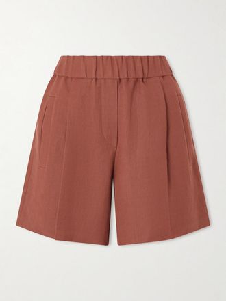 Brunello Cucinelli Short Droit En Serge &Agrave; Plis - Rouge