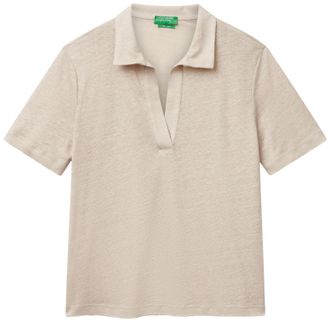 Benetton Damen Maglia Polo M/M 37ujd300y T-Shirt, beige, Medium