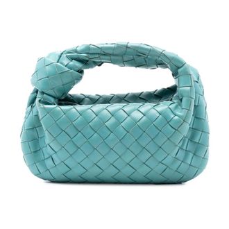 Bottega Veneta unisex, Pre-owned, Bleu, Taille: ONE Size Sac &agrave; main Pre-owned &agrave; poign&eacute;e sup&eacute;rieure en cuir tiss&eacute;