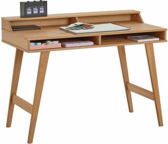 IDIMEX Bureau secrétaire luna avec niches, en pin massif - Brun