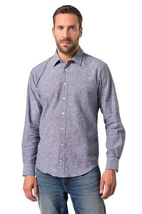 JP1880 Hommes Grandes Tailles L-8XL Chemise en Lin m&eacute;lang&eacute;, Manches Longues et col Kent, Coupe Modern Fit - Jusquau 8 XL Noir L 834301100-L