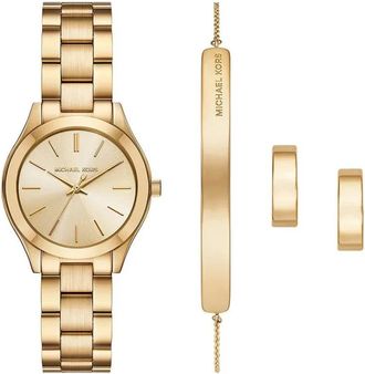 Michael Kors Slim Runway Drei-Zeiger-Uhr Geschenkset - - Accessories - Damen - Gelb - ONE SIZE