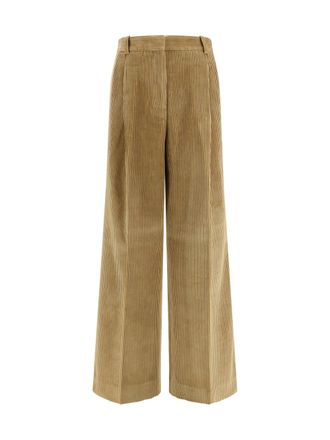 R&oacute;he Womens Corduroy Pants Beige Cotton Trousers