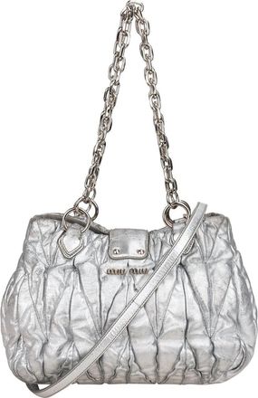 Miu Miu Crossbody Bags - Miu Miu Quilted Leather City Handbag - Gr. unisize - in Silber - f&uuml;r Damen