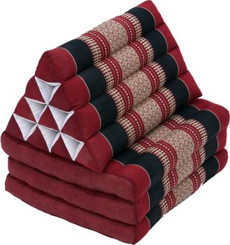 Guru Shop Thaikissen, Dreieckskissen, Kapok, Tagesbett mit 3 Auflagen - Weinrot, 30x50x160 cm