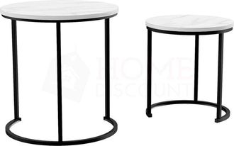 Home Discount Home Discount - Brooklyn Rundes Nest Beistelltische Set 2er, mdf, Marmor-Optik