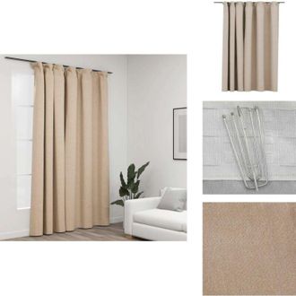 vidaXL Verdunkelungsvorhang mit Haken Leinenoptik Beige 290x245 cm - Verdunklungsvorhang - Leinenoptik - Vorhang Beige - Wohnraumgestaltung
