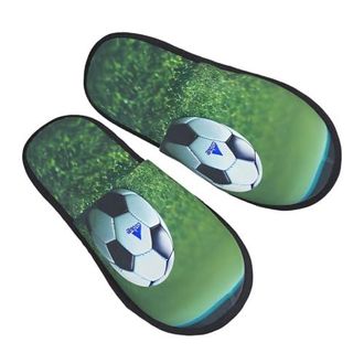 Generic Pantoufles En Coton Ballon De Football Sur LHerbe Unisexe Fourrure Pantoufles Cozy Maison Slippers Pour Voyage Invit&eacute; Homme L