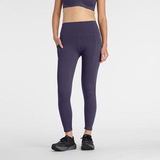 New Balance Femme RC Pocket Legging 25 en Mauve, Poly Knit, Taille L