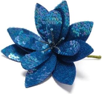Maliparmi Maliparmi, Femme, Accessoires, Bleu, Taille: ONE Size Broche Fleur &agrave; Sequins