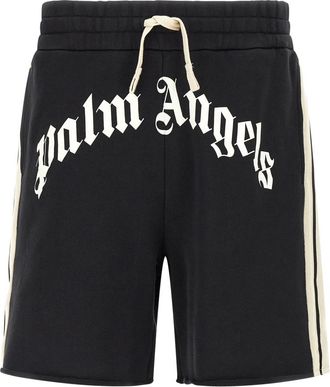 Palm Angels Homme, Shorts, Noir, Taille: S Curved Logo Track Shorts