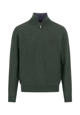 Fynch-Hatton Troyer aus Kaschmir-Mix mit Rei&szlig;verschlusskragen Dark ivy / 3XL