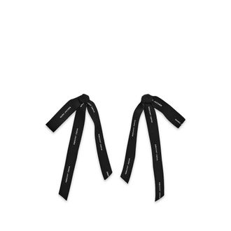 Marc Jacobs Logo-Print Grosgrain Ribbon Clip-On Earrings - Black