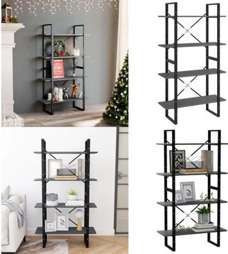 vidaXL Vidaxl - Bibliothèque à 4 niveaux Gris 80x30x140 cm Bois de pin massif - Bibliothèque Industrielle - Bibliothèque Design - Étagère Bois - Meuble