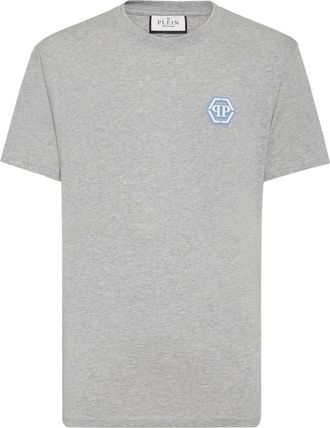 Philipp Plein Homme, Tops, Gris, Taille: S T-Shirt Round Neck Iconic Plein