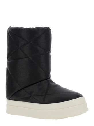 Rick Owens Mens Black Down Filled Quilted Ankle Boots Leather